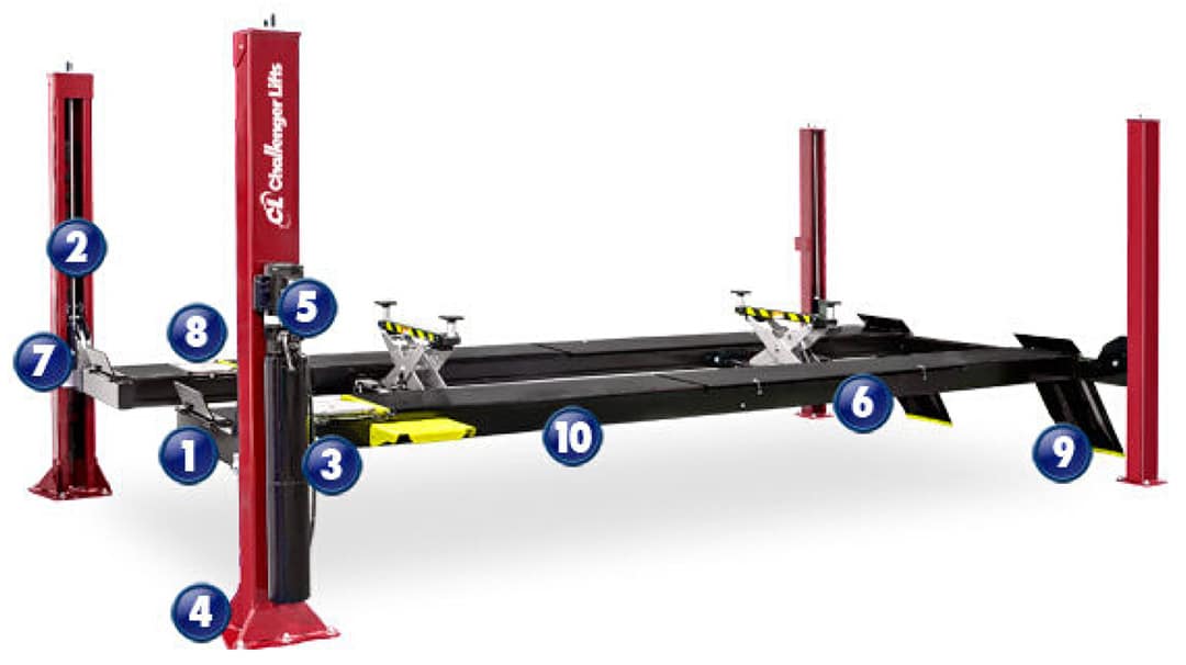 Challenger Lifts (USA) 4015XFX 15K Capacity Closed Front 4 Post Lift