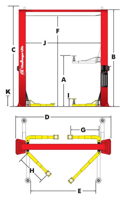Challenger Lifts (USA) CL10V3 10,000 lbs 2 Post Lift